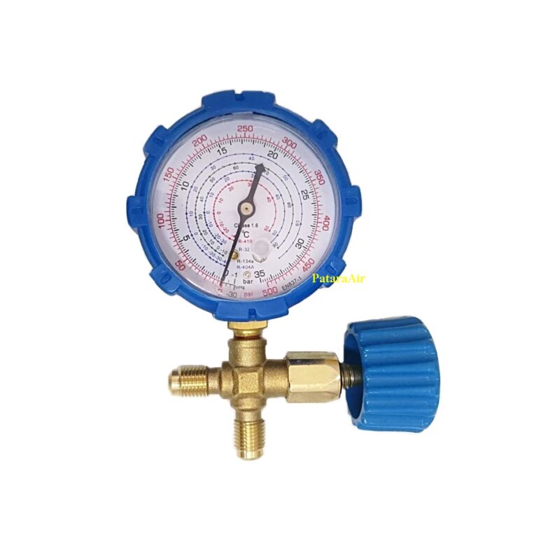 เกจ์วัดน้ำยาแอร์ เกจเดี่ยว พร้อมวาล์ว R32,R410A +สายชาร์จอย่างดี 150 cm ...
